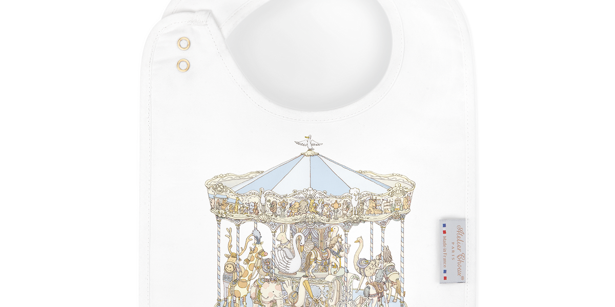 Satin Bib - Carousel Blue • Atelier Choux